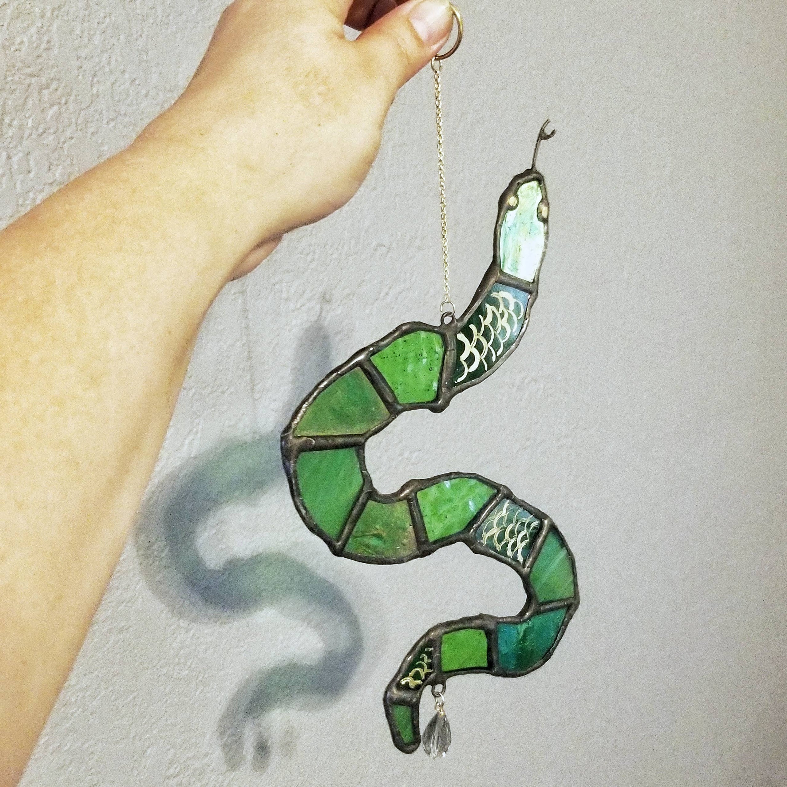 Stained glass hanging - Snake suncatcher | Phantom Quartz - A ...